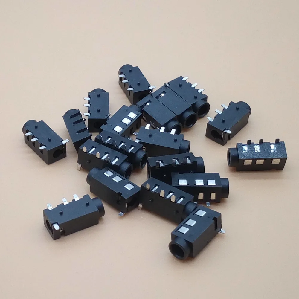 100pcs/lot 3.5mm Headphone Jack Pj-320d Audio Jack 4 Pin Smd Smt Mp3 ...