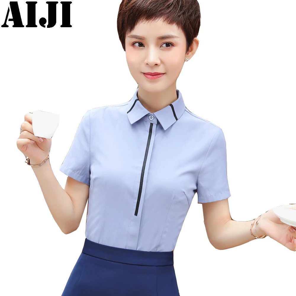 2018 summer elegant women shirt short sleeve slim patchwork chiffon ...