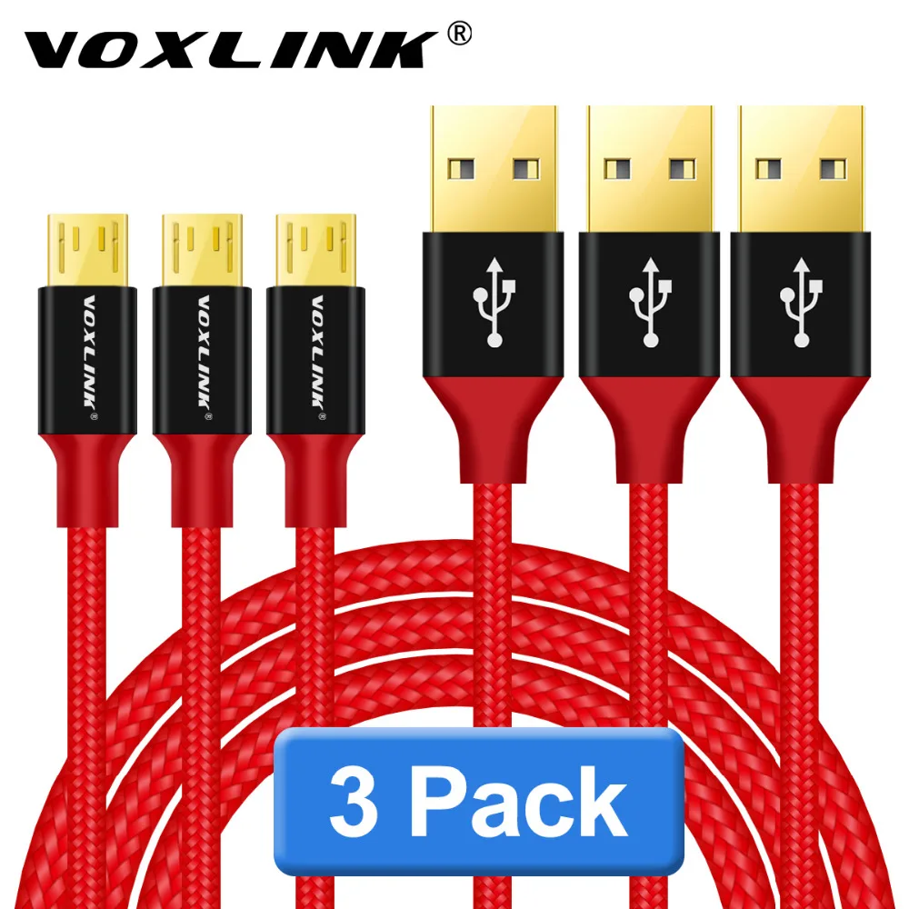 3 Pack 2 4A Fast Charging Cable VOXLINK 3FT 6FT 10FT Micro USB Charger 3 Pack 2 4A Fast Charging Cable VOXLINK 3FT 6FT 10FT Micro USB Charger