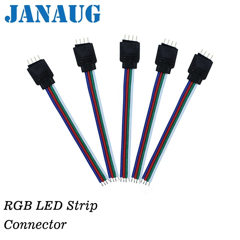 conector led RGB 4 pins Male Connector Wire 10cm For 3528 5050 RGB Led ...