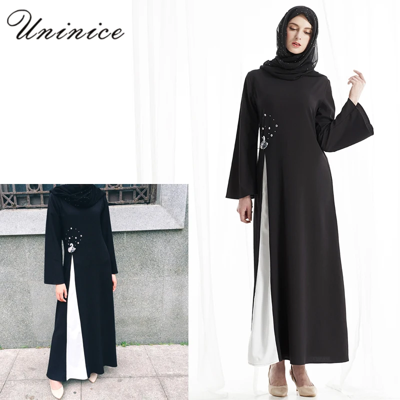 Muslim Maxi Dress Black Abaya Gowns Diamonds Thobe Robe Moroccan ...