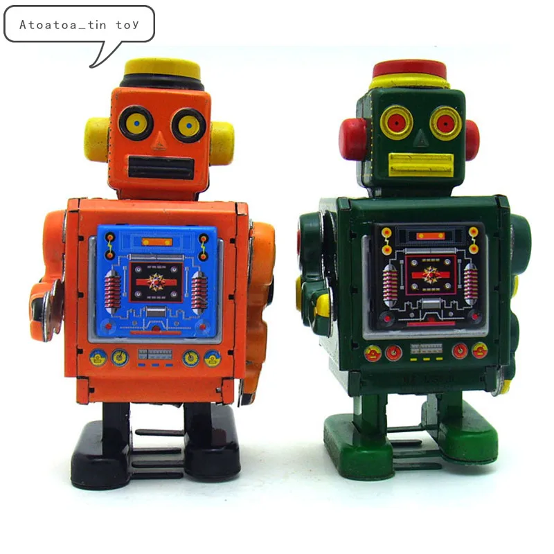 Robot de cuerda Retro para niños y adultos, juguete clásico de lata de ...