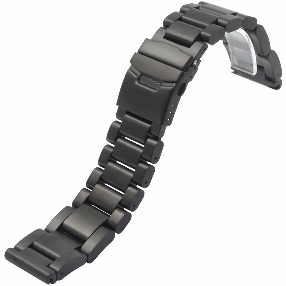 Luxury Black Solid Stainless Steel Watch Band Men s 22mm 24mm 26mm