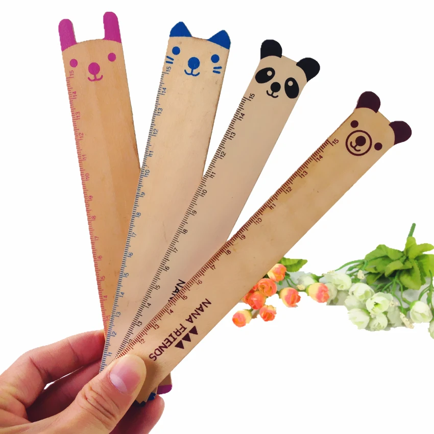 40PCS/lot Cute Animal design wooden ruler bookmark straight ruler ...
