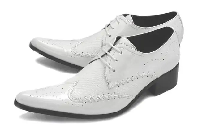 Новые мужские туфли из натуральной кожи с острым носком на высоком ...