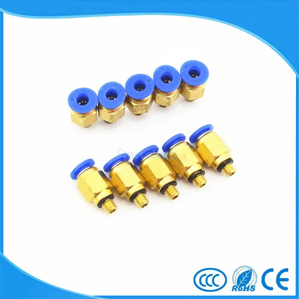 4mm Tube X M5 Thread Quick Connector Pneumatic Air Fittings 10Pcs PC4 ...