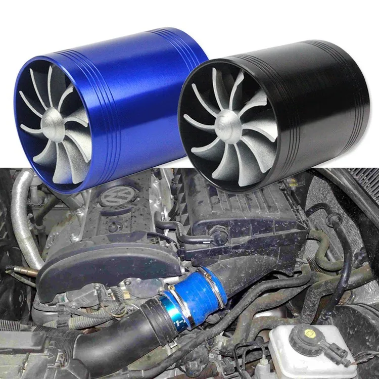Dual Turbo Air Intake Gas Fuel Saver Fan Turbo Supercharger Universal ...