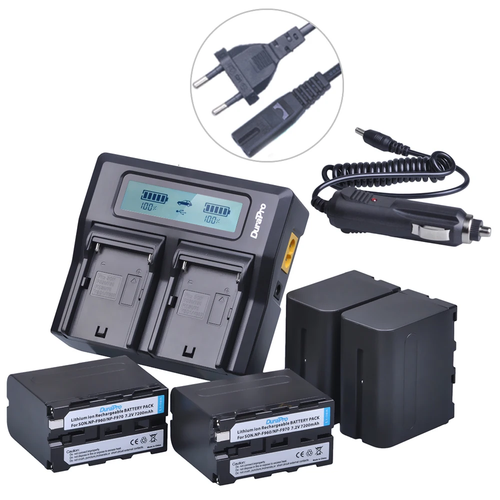 4pcs 7200mah Np-f970 Np-f960 Np F960 Battery + Ultra Fast 3x Fast Lcd ...