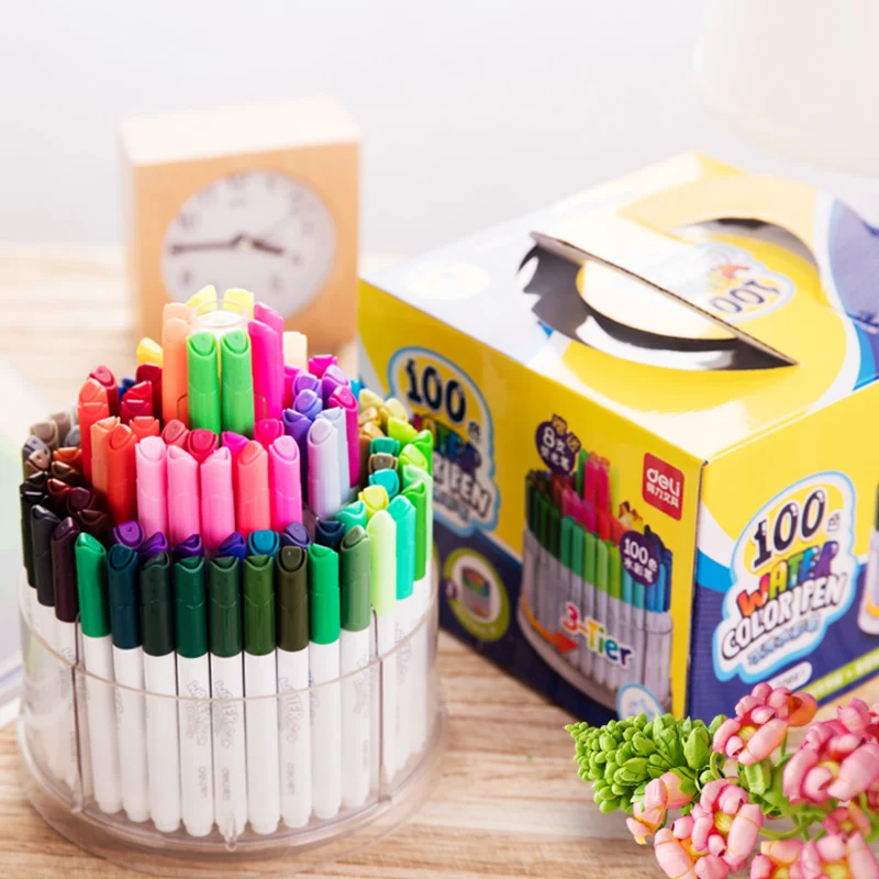 1 Pack 3 Tiers 100 Colors Water Color Pens For Kids Can Be Washed By ...