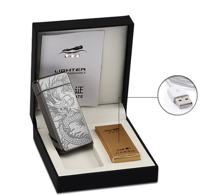 Noble Thin 11mm LED Smoke Cross Double Arc Lighter USB Pulse Cigar ...