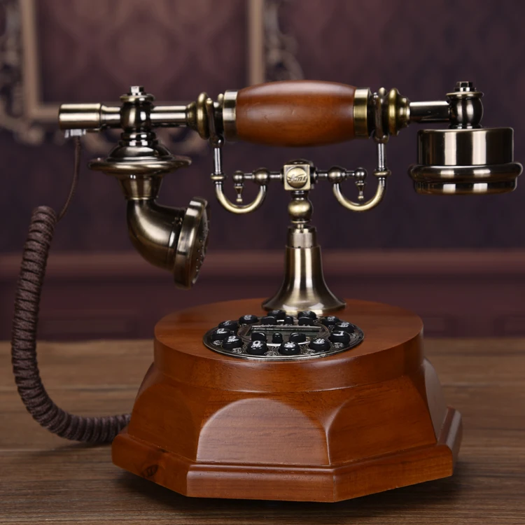 Solid Wood Antique Telephone Vintage Old Fashioned Phone/blue Screen ...