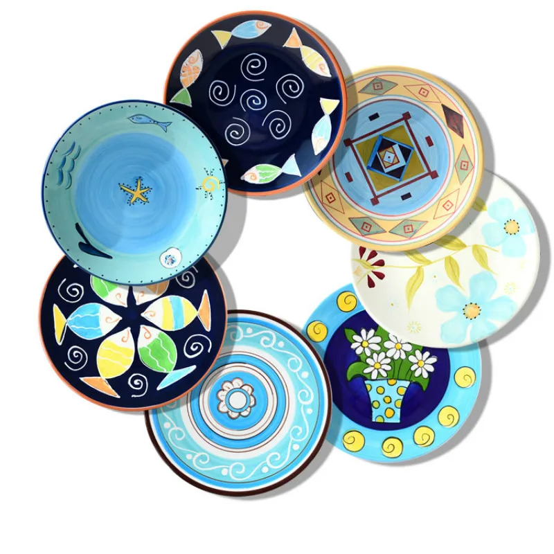 Western Style Royal Pure Coloured Drawing Ceramic Wall Plates Creative ...