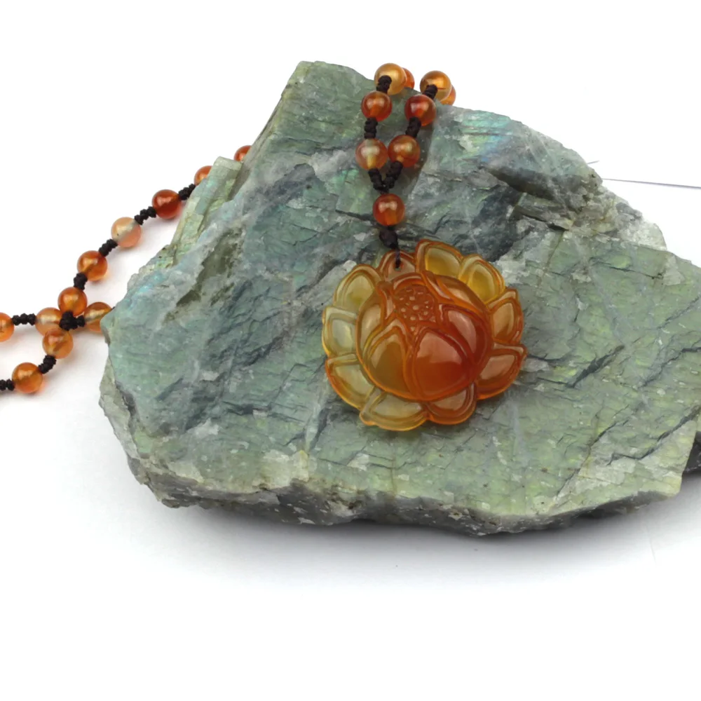 natural yellow agates pendant natural stone necklace pendants flower ...