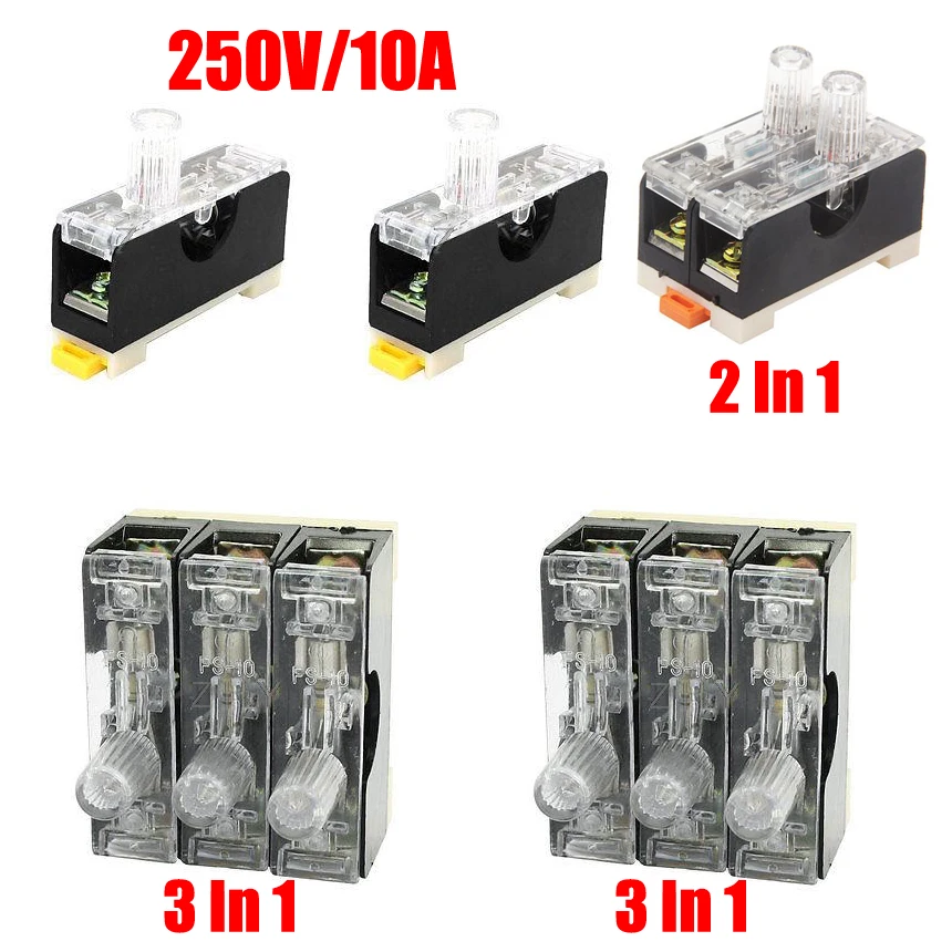 250V-10A-FS-10-DIN-Rail-Mount-Single-One-Two-Three-Pole-6x30mm-6-30mm ...