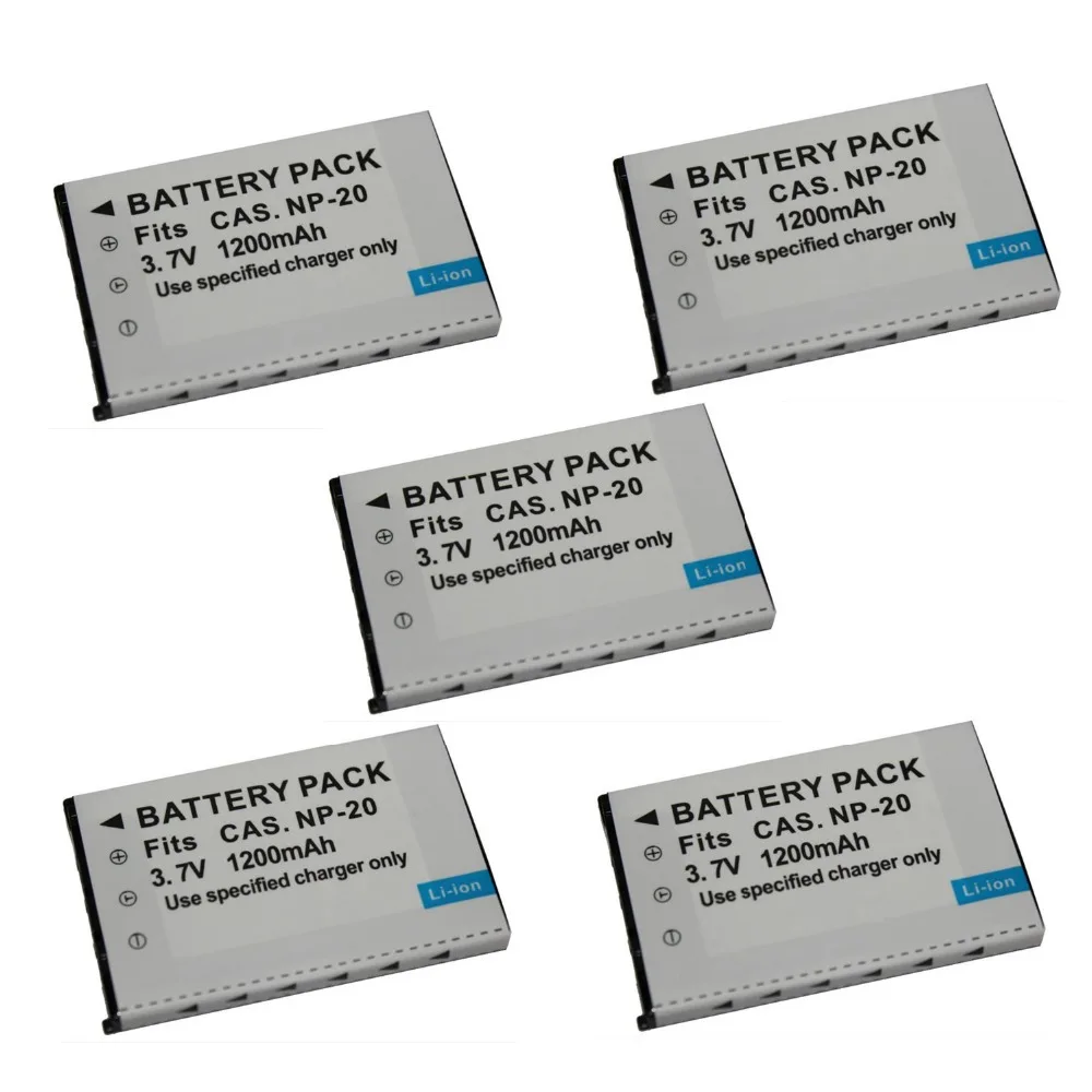 5 Pcs 1200mAh NP 20 NP20 NP 20 3.7V Li ion Camera Battery For CASIO EX ...