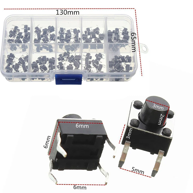 100pcs Mayitr Micro Tactile Momentary Push Button Switch 4Pin Miniature ...