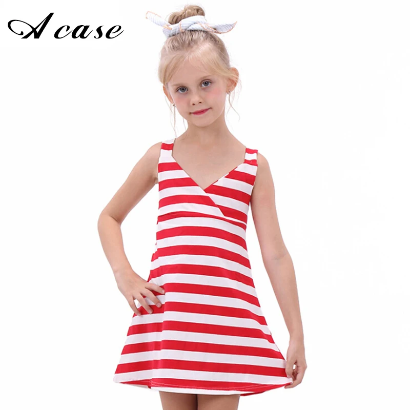 2018-Summer-Little-Girls-Beach-Backless-Dress-Children-Striped ...