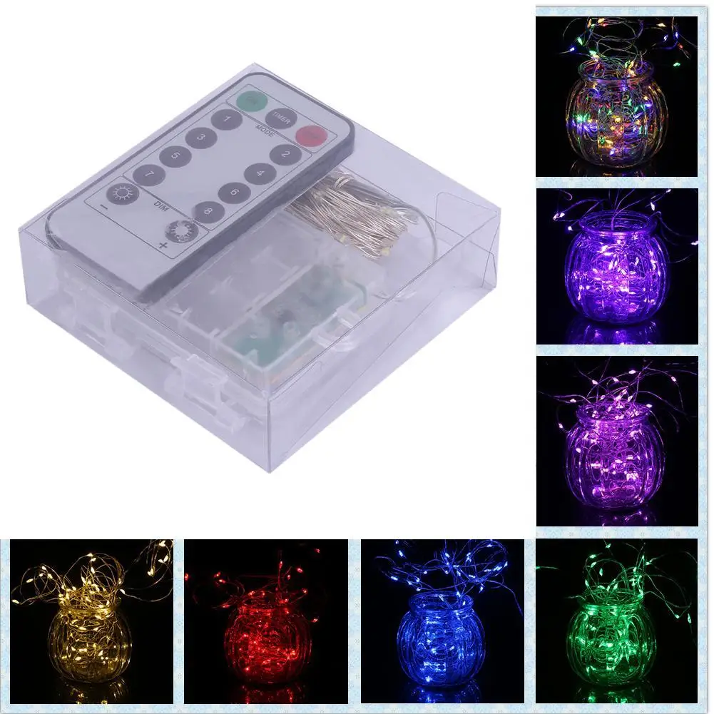 5m 50 LED Strip Silver Wire String Light Fairy Lamp 3AA Battery Box ...