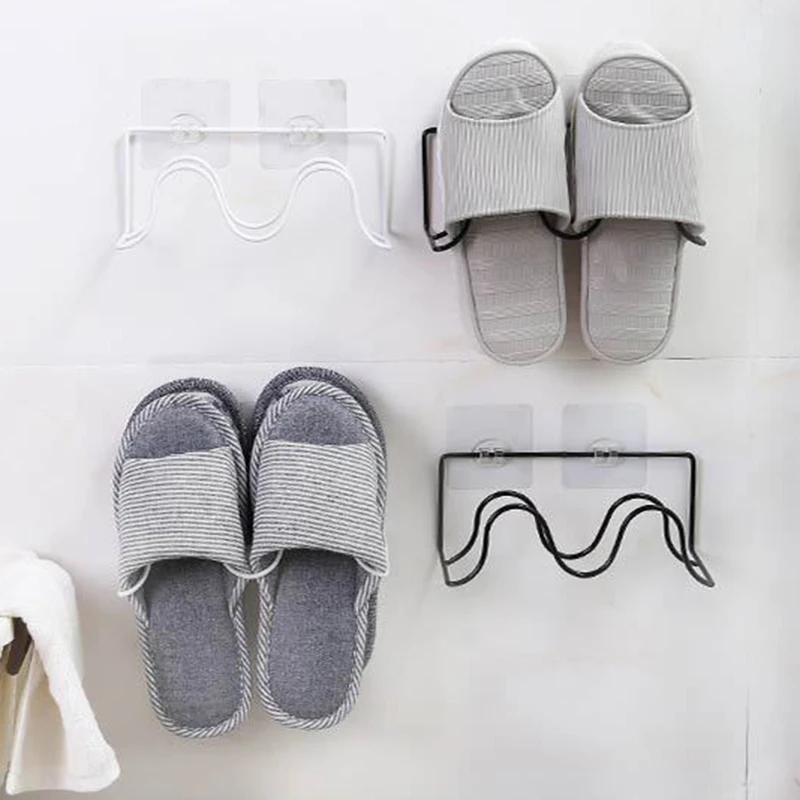 Home Shoe Rack Wall Mounted Sticky Door Storage Hanging Shoe Rack Iron ...
