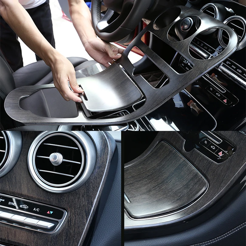 2pcs ABS Oak Wood Grain Center Console Panel Decoration Cover Trim For ...