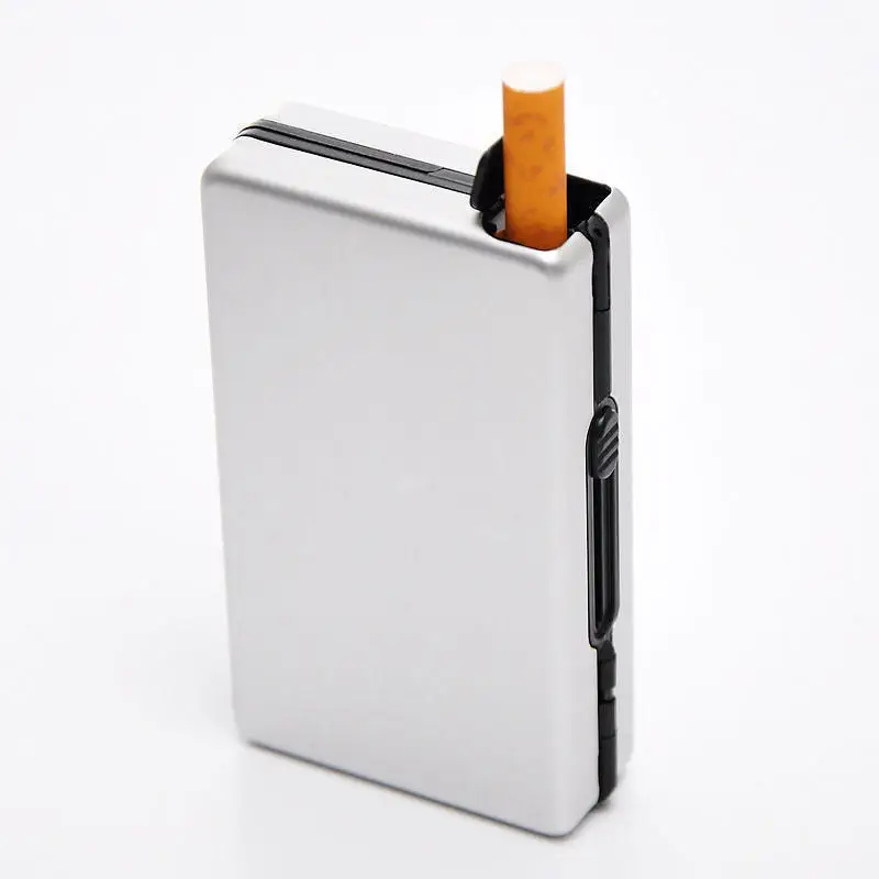 Portable 10 Cigarettes Holder Case Metal Box Semi Automatic Tobacco ...