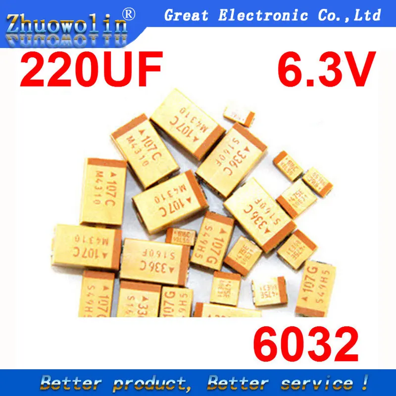 5pcs/Lot 6032 6.3V 220UF + 20% SMD Tantalum Capacitor Type C|smd ...