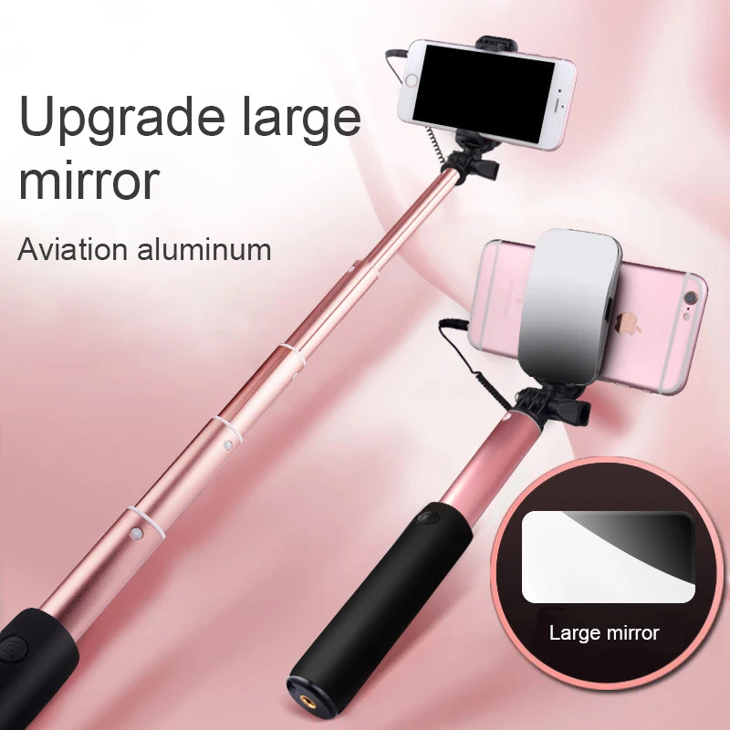 3 In 1 Mirror Tripod Selfie Stick Wireless Bluetooth Foldable Wired