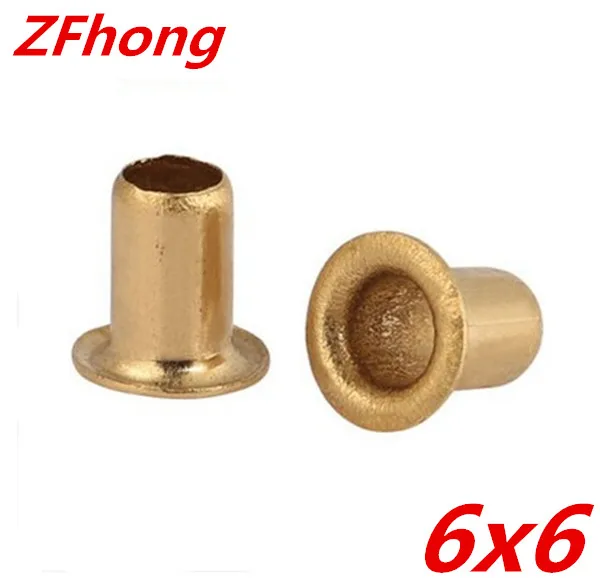 100pcs 6x6mm 6mm tubular rivets round head copper brass hollow rivets ...