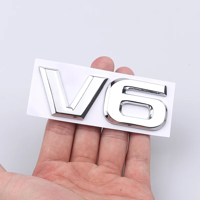 Car Chrome Metal V6 Emblem Badge 3D Decal Metal Auto Motor Sticker Car ...