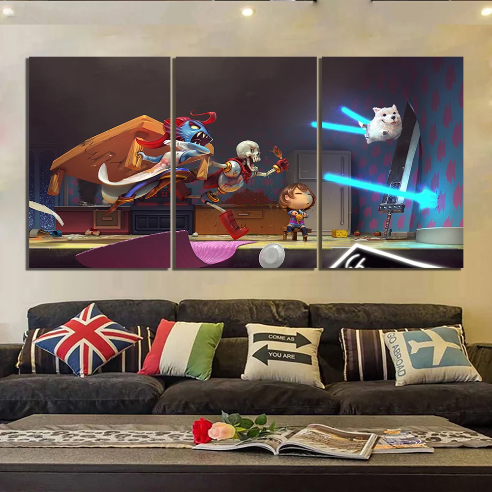 Canvas Paintings Wall Artwork Poster 3 Panel UNDERTALE Game Pictures ...