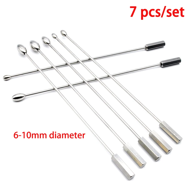 7 개/대 스테인레스 스틸 urethral sound dilators sounding rods 남성용 성인 섹스 토이 bdsm ...