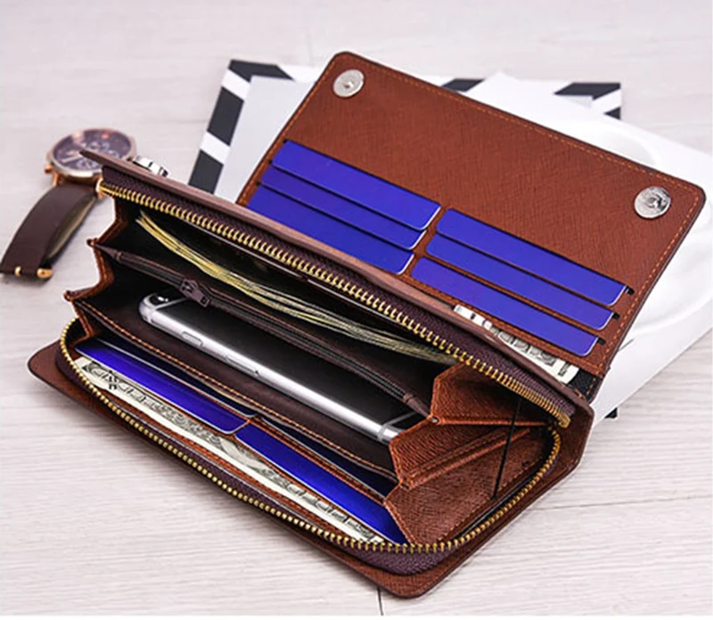 Artmi Men Leather Wallet Card Holder Change Bag Hand Bag Large Capacity ...