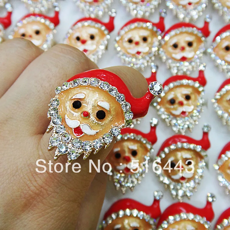 3pcs-18K-Gold-Plated-Fashion-Mens-Womens-Enamel-Rhinestones-Santa-Claus ...