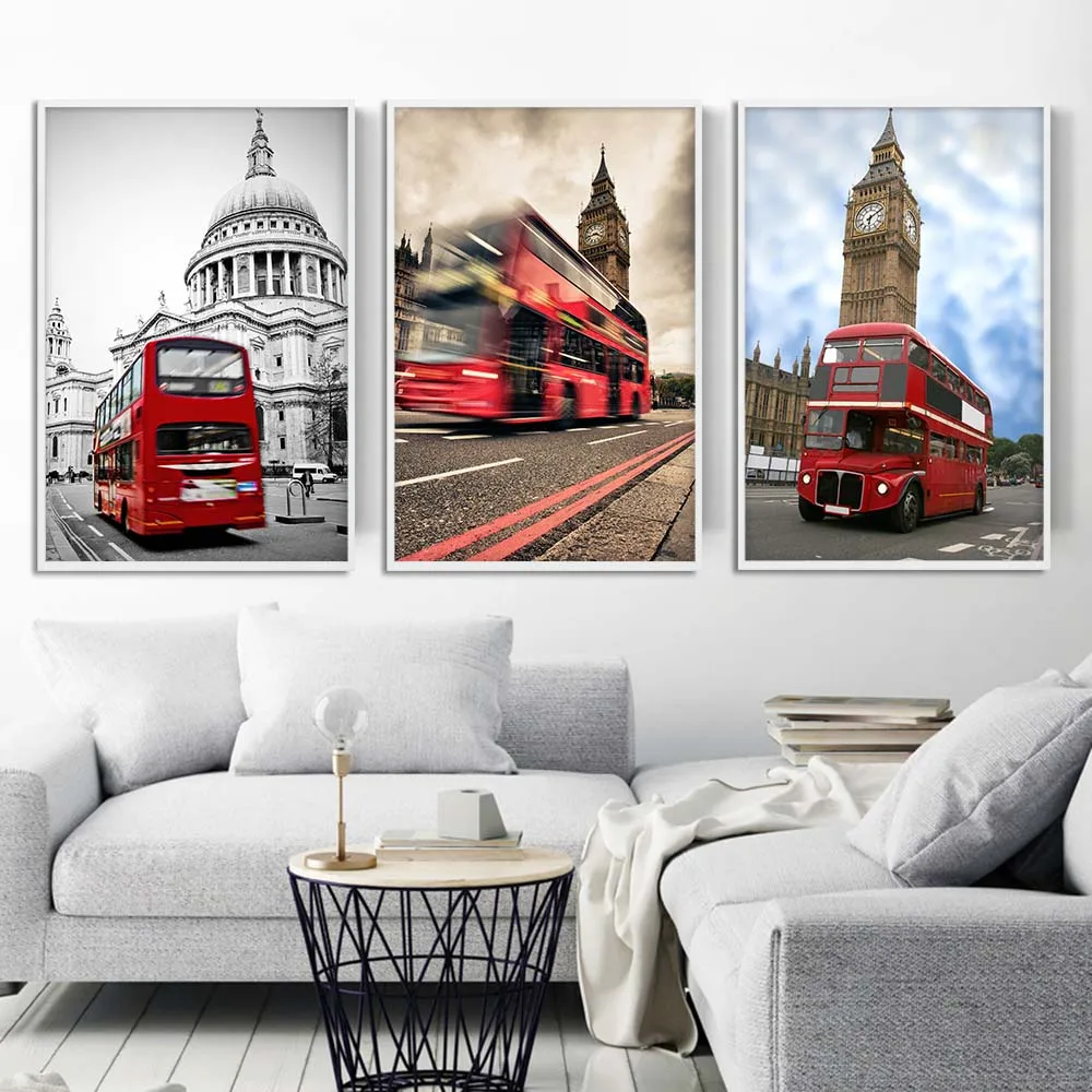Red Bus London Bus Art Canvas Posters and Prints Lanscape Painting ...