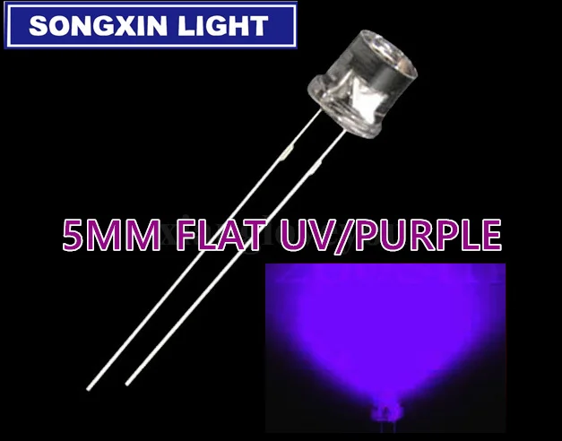 100pcs-5mm-Transparent-UV-Purple-Light-Flat-Top-5-mm-Ultra-Bright-Wide ...