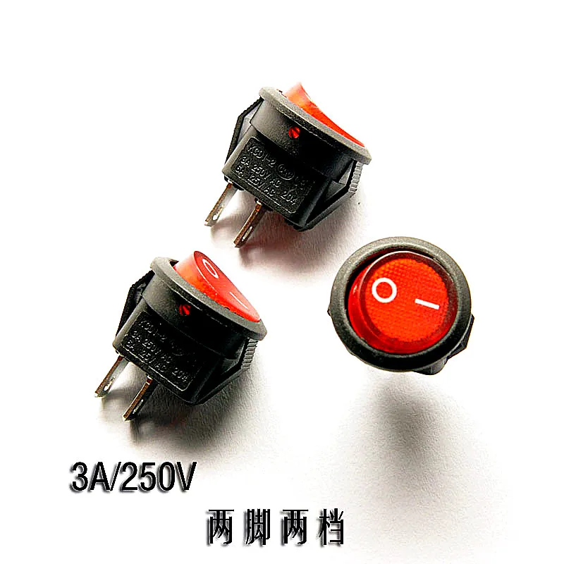 Small Round Rocker Switch Red 2 Pin 2 Rocker Switch 3A/250V 6A/125V ...