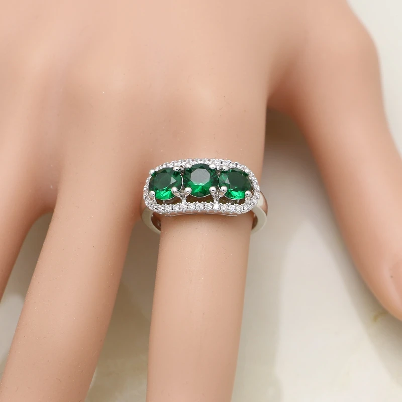 Серебряный 925 Свадебный комплект ювелирного изделия с натуральным камнем зеленый круглый