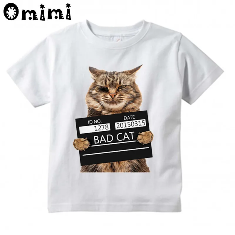 Meninos/Meninas Bad Cat Design T Camisa Dos Miúdos Casual Cool Tops T ...