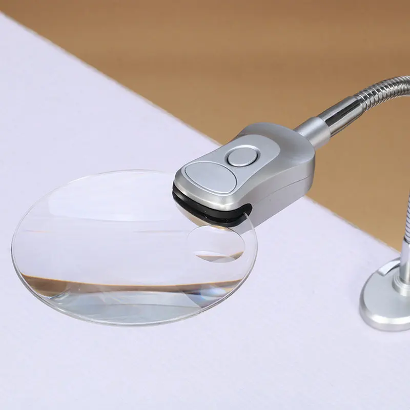 2x 6x Desk Magnifying Glass With Light Led Table Magnifier Desk Lamp Magnifying Glass Loupe For