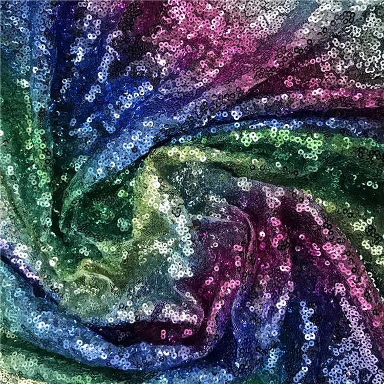 3mm Colorful Rainbow Sequins Net Cloth Bottom Sequin Embroidered ...