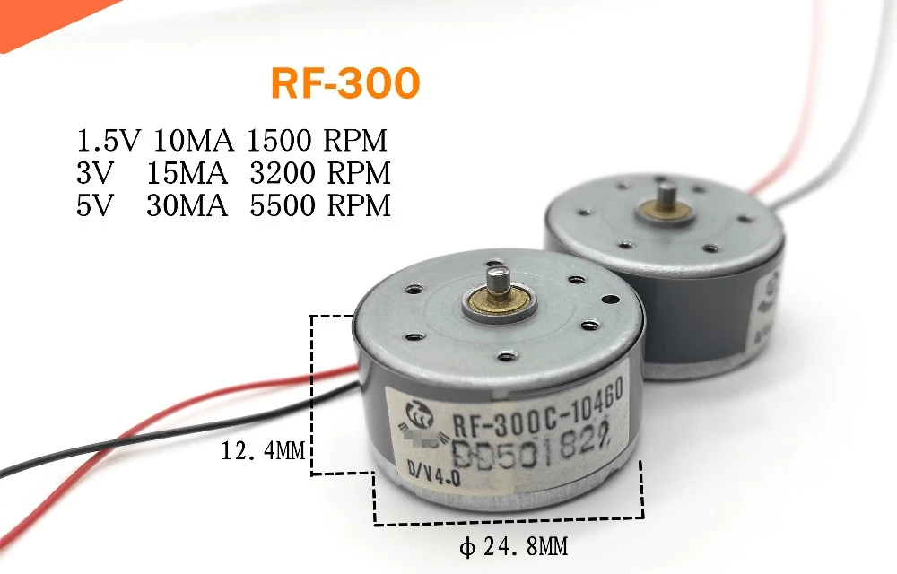 RF 300モーター! 4v RF 300C 10460ソーラー1.5v 5v低電圧、ミュート省電力モーター! 小型ファン/など。|DC ...