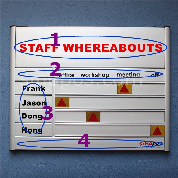 Wall Mount Staff In Out Board, employee whereabout sign metal nameplate ...
