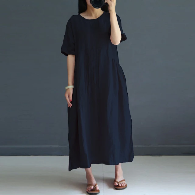 Zanzea Plus Size 2018 Summer Women Casual O Neck Short Sleeve Loose