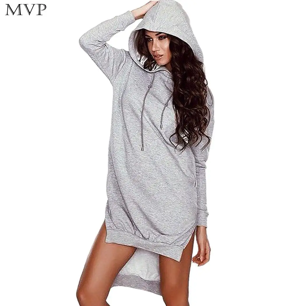 Casual Hoodies Split Hip Solid Hooded Fashion Women Sleeve length Hem ...