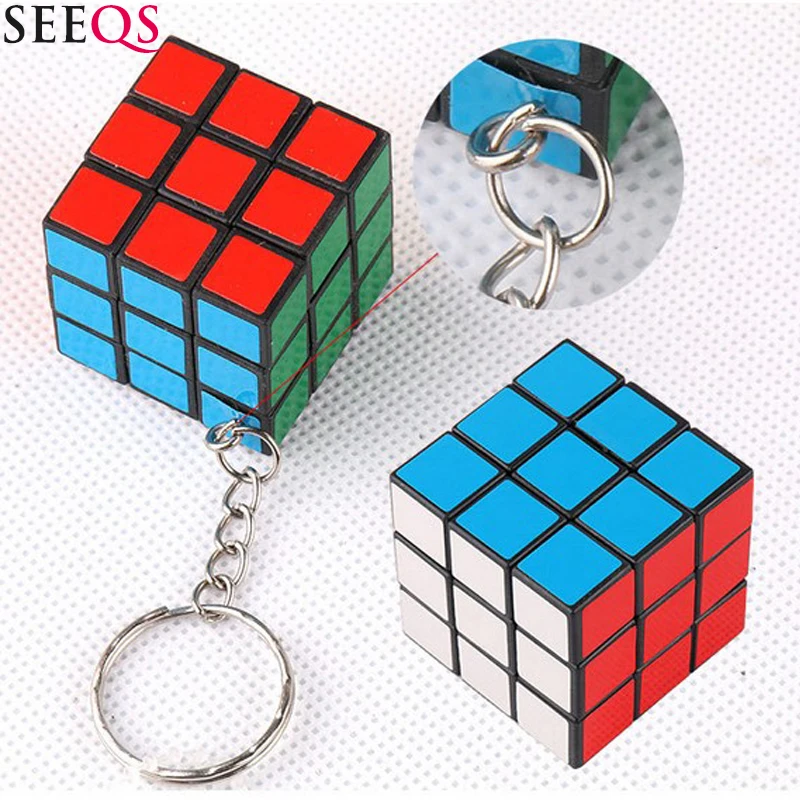 SEEQS 2PCS/Pack Mini Magic Rubik Cube Key Ring Puzzle Key Chains ...