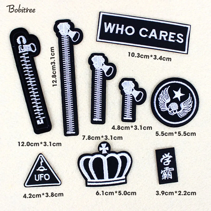 Aliexpress.com : Buy 9pcs/lot black patches embroidery zipper patches ...