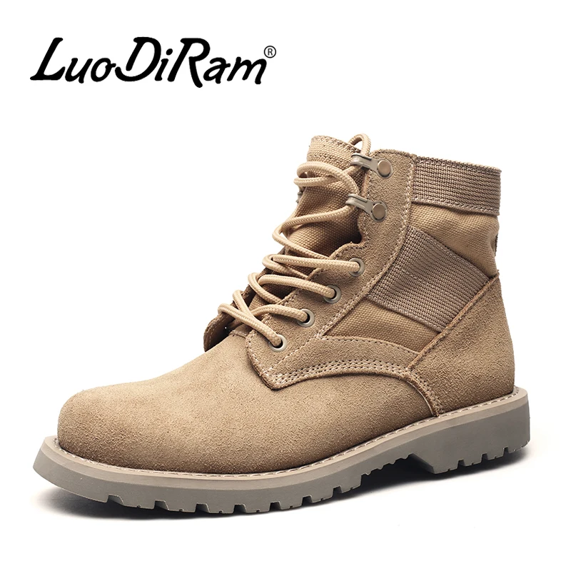 LuoDiRam Brand New Cow Suede Leather Men Military Boots, High Quality ...