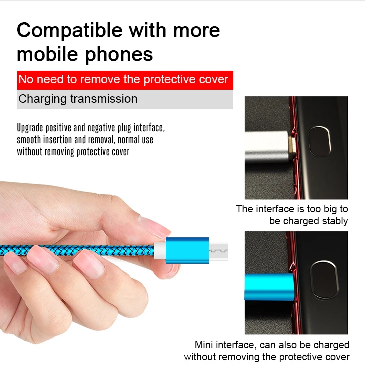 Micro USB Cable 2.1A Mobile Data Kable 1m 2m Nylon Cord for Xiaomi ...