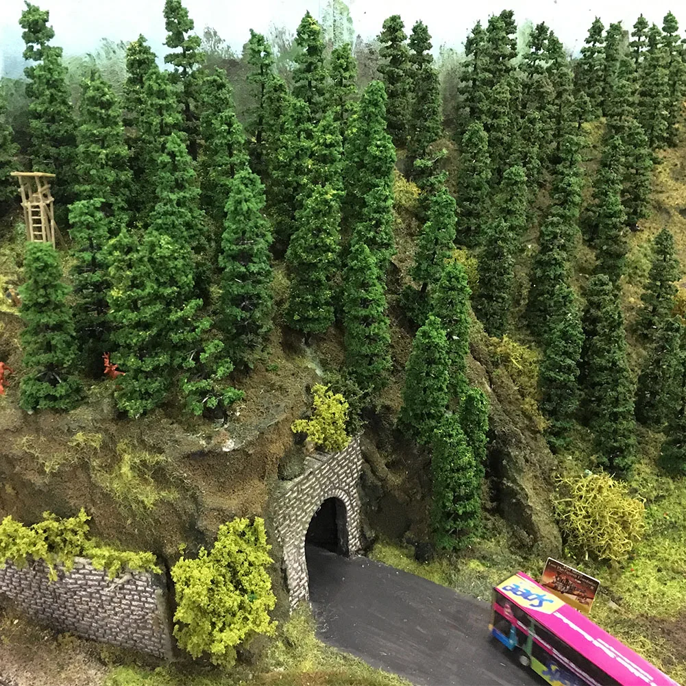 Evemodel-40pcs-Railway-Layout-OO-HO-Scale-1-87-Model-Train-Green-Trees ...