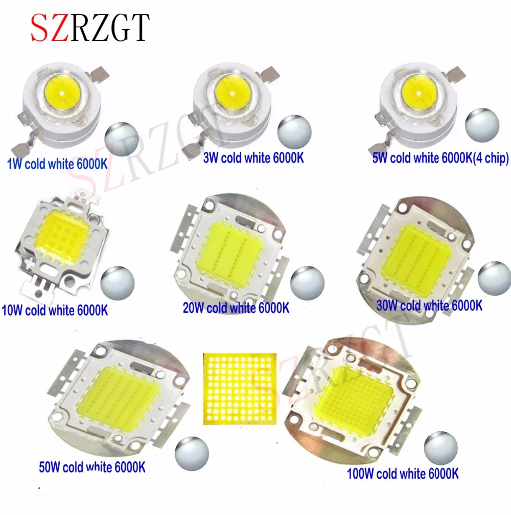 Chip LED de alta potencia SMD, 1W, 3W, 5W, 10W, 20W, 30W, 50W, 100W, diodo de cuentas de lámpara ...